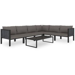 vidaXL - 7-tlg. Garten-Lounge-Set mit Auflagen Poly Rattan Anthrazit