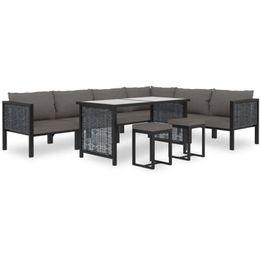 vidaXL - 9-tlg. Garten-Lounge-Set mit Auflagen Poly Rattan Anthrazit