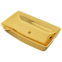 Waschbecken 71 x 38 x 13,5 cm Keramik Golden vidaXL