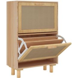 Schuhschrank Braun 52x25x80 cm Holzwerkstoff & Rattan Natur vidaXL