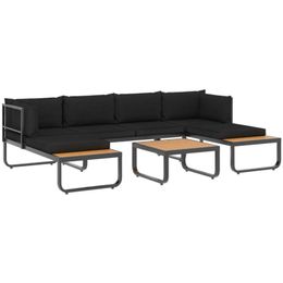 vidaXL - 4-tlg. Garten-Ecksofa-Set mit Auflagen Aluminium und wpc