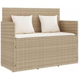 Gartenbank mit Kissen Beige Poly Rattan vidaXL