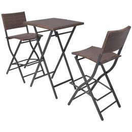 vidaXL - 3-tlg. Bistro-Set Klappbar Stahl Poly Rattan Braun