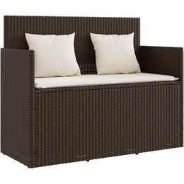 Gartenbank mit Kissen Braun Poly Rattan vidaXL