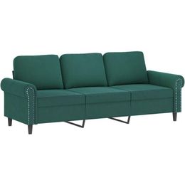 vidaXL - 3-Sitzer-Sofa Dunkelgrün 180 cm Samt