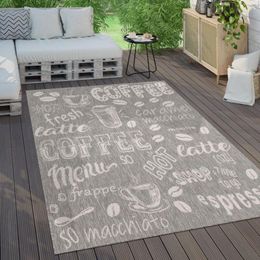 Outdoor Teppich Wetterfest Balkon Küche Modernes Muster Mit Schriftzug 200x280 cm, Grau 2 - Paco Home