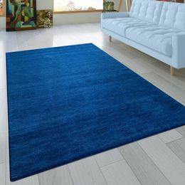 Paco Home - Teppich Wohnzimmer Kurzflor Naturfaser Einfarbig Handgearbeitet Gabbeh 120x170 cm, Blau