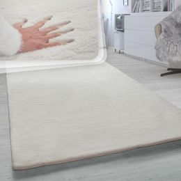 Paco Home - Hochflor Teppich Für Wohnzimmer Softes Kaninchenfell Imitat Kunstfell In Beige 150 cm Quadrat