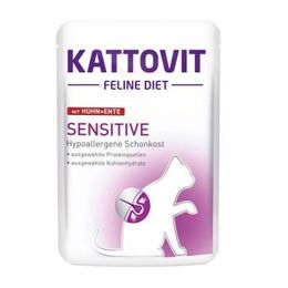 Kattovit Feline Diet Nassfutter Katze Sensitive Adult Huhn und Ente 48x85 g