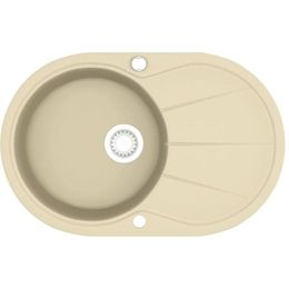 vidaXL - Granitspüle Einzelbecken Oval Beige