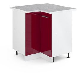 Eckschrank R-Line, Bordeaux Hochglanz, 75.6 cm , AP Marmor, VICCO