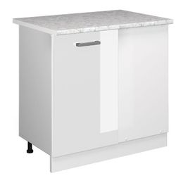 Eckschrank R-Line, Weiß Hochglanz, 86 cm , ap Marmor VICCO