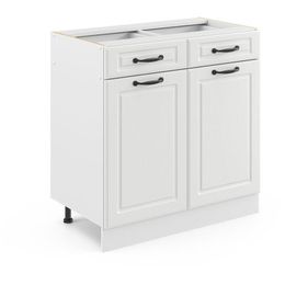 Küchenunterschrank R-Line, Weiß Landhaus, 80 cm ohne Arbeitsplatte VICCO