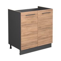 Spülenunterschrank Fame-Line, Goldkraft Eiche, 80 cm ohne Arbeitsplatte VICCO