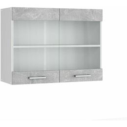 VICCO - Küchenschrank Glas R-Line, Beton, 80 cm