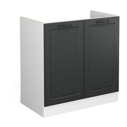 Spülenunterschrank R-Line, Anthrazit Landhaus, 80 cm ohne Arbeitsplatte VICCO