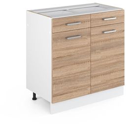 Küchenschrank mit Schublade R-Line, Sonoma, 80 cm ohne Arbeitsplatte, VICCO