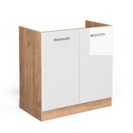 Spülenunterschrank R-Line, Weiß Hochglanz, 80 cm ohne Arbeitsplatte, VICCO