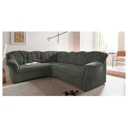 Ecksofa DOMO collection "Papenburg B/T/H: 242/190/84 cm L-Form" Sofas Gr. B/H/T: 242cm x 84cm x 190cm, Chenille-Optik, langer Schenkel rechts, ohne Bettfunktion, grün (dunkelgrün) wahlweise mit Bettfunktion, Langer Schenkel links oder rechts