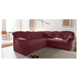 Ecksofa DOMO collection "Papenburg B/T/H: 242/190/84 cm L-Form" Sofas Gr. B/H/T: 242cm x 84cm x 190cm, Chenille-Optik, langer Schenkel links, mit Bettfunktion, lila (beere) wahlweise mit Bettfunktion, Langer Schenkel links oder rechts