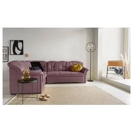 Ecksofa DOMO collection "Papenburg B/T/H: 242/190/84 cm L-Form" Sofas Gr. B/H/T: 242cm x 84cm x 190cm, Webstoff, langer Schenkel rechts, mit Bettfunktion, lila (beere) wahlweise mit Bettfunktion, Langer Schenkel links oder rechts