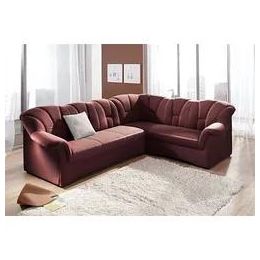 Ecksofa DOMO collection "Papenburg B/T/H: 242/190/84 cm L-Form" Sofas Gr. B/H/T: 242cm x 84cm x 190cm, Kunstleder SOFTLUX, langer Schenkel links, mit Bettfunktion, rot (karminrot) wahlweise mit Bettfunktion, Langer Schenkel links oder rechts