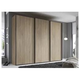 Schwebetürenschrank STAUD "Sinfonie Plus, edles Design in hochwertiger Qualität, Made Germany" Schränke Gr. B/H/T: 280 cm x 240 cm x 68 cm, Basic, 3 St., braun (sonoma eiche) Mit vier verschiedenen Ausstattungsvarianten