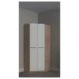 Eckkleiderschrank Priess "Barcelona Kleiderschrank Ecklösung Raumwunder" Schränke Gr. B/H/T: 78cm x 193cm x 78cm, Tiefe Seitenteil 36cm, mit Beleuchtung, weiß (struktureichefarben hell/weiß) in 2 Tiefen Schrank Eckschrank Garderobe