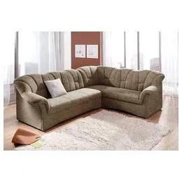 Ecksofa DOMO collection "Papenburg B/T/H: 242/190/84 cm L-Form" Sofas Gr. B/H/T: 242cm x 84cm x 190cm, Struktur, langer Schenkel links, mit Bettfunktion, braun wahlweise mit Bettfunktion, Langer Schenkel links oder rechts