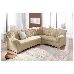 Ecksofa DOMO collection "Papenburg B/T/H: 242/190/84 cm L-Form" Sofas Gr. B/H/T: 242cm x 84cm x 190cm, Luxus-Microfaser, langer Schenkel links, mit Bettfunktion, beige (natur) wahlweise mit Bettfunktion, Langer Schenkel links oder rechts