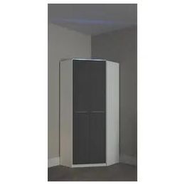 Eckkleiderschrank Priess "Barcelona Kleiderschrank Ecklösung Raumwunder" Schränke Gr. B/H/T: 78cm x 193cm x 78cm, Tiefe Seitenteil 36cm, mit Beleuchtung, schwarz-weiß (weiß/schwarz) in 2 Tiefen Schrank Eckschrank Garderobe