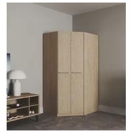 Eckkleiderschrank Priess "Barcelona Kleiderschrank Ecklösung Raumwunder" Schränke Gr. B/H/T: 95cm x 193cm x 95cm, Tiefe Seitenteil 54cm, ohne Beleuchtung, braun (edelbuchefarben) in 2 Tiefen Schrank Eckschrank Garderobe