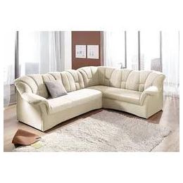 Ecksofa DOMO collection "Papenburg B/T/H: 242/190/84 cm L-Form" Sofas Gr. B/H/T: 242cm x 84cm x 190cm, Kunstleder SOFTLUX, langer Schenkel links, ohne Bettfunktion, beige (creme) wahlweise mit Bettfunktion, Langer Schenkel links oder rechts