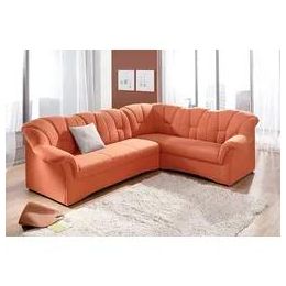 Ecksofa DOMO collection "Papenburg B/T/H: 242/190/84 cm L-Form" Sofas Gr. B/H/T: 242cm x 84cm x 190cm, Microfaser PRIMABELLE, langer Schenkel links, ohne Bettfunktion, orange (terrakotta) wahlweise mit Bettfunktion, Langer Schenkel links oder rechts