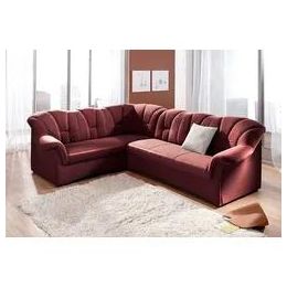 Ecksofa DOMO collection "Papenburg B/T/H: 242/190/84 cm L-Form" Sofas Gr. B/H/T: 242cm x 84cm x 190cm, Kunstleder SOFTLUX, langer Schenkel rechts, ohne Bettfunktion, rot (karminrot) wahlweise mit Bettfunktion, Langer Schenkel links oder rechts