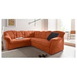 Ecksofa DOMO collection "Papenburg B/T/H: 242/190/84 cm L-Form" Sofas Gr. B/H/T: 242cm x 84cm x 190cm, Chenille-Optik, langer Schenkel rechts, mit Bettfunktion, orange (terra) wahlweise mit Bettfunktion, Langer Schenkel links oder rechts