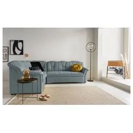 Ecksofa DOMO collection "Papenburg B/T/H: 242/190/84 cm L-Form" Sofas Gr. B/H/T: 242cm x 84cm x 190cm, Webstoff, langer Schenkel rechts, mit Bettfunktion, blau (eisblau) wahlweise mit Bettfunktion, Langer Schenkel links oder rechts