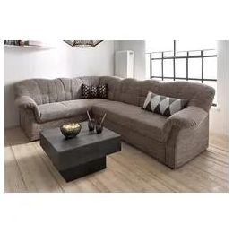 Ecksofa DOMO collection "Papenburg B/T/H: 242/190/84 cm L-Form" Sofas Gr. B/H/T: 242cm x 84cm x 190cm, Struktur, langer Schenkel rechts, mit Bettfunktion, grau wahlweise mit Bettfunktion, Langer Schenkel links oder rechts