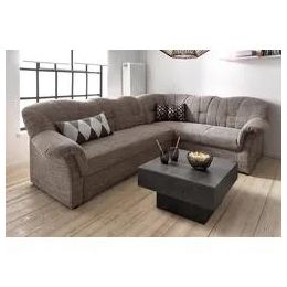 Ecksofa DOMO collection "Papenburg B/T/H: 242/190/84 cm L-Form" Sofas Gr. B/H/T: 242cm x 84cm x 190cm, Struktur, langer Schenkel links, ohne Bettfunktion, grau wahlweise mit Bettfunktion, Langer Schenkel links oder rechts