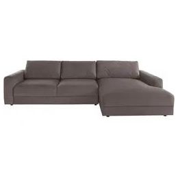 Ecksofa Places of Style "Bloomfield, L-Form" Sofas Gr. B/H/T: 303cm x 84cm x 176cm, Velours, mega-Recamiere rechts, XL ohne Bettfunktion und Bettkasten, grau (taupe) wahlweise mit Bettfunktion und Bettkasten