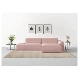 Ecksofa Trendmanufaktur "Braga, mit hochwertigem Kaltschaum, L-Form, in Cord erhältlich" Sofas Gr. B/H/T: 275cm x 72cm x 160cm, Struktur fein JOIZ, Recamiere rechts, lila (flieder) modernes Sofa, Couch mit hohem Sitzkomfort, 27572160 cm (BHT)