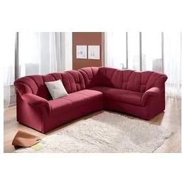 Ecksofa DOMO collection "Papenburg B/T/H: 242/190/84 cm L-Form" Sofas Gr. B/H/T: 242cm x 84cm x 190cm, Microfaser PRIMABELLE, langer Schenkel links, mit Bettfunktion, rot wahlweise mit Bettfunktion, Langer Schenkel links oder rechts