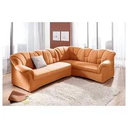 Ecksofa DOMO collection "Papenburg B/T/H: 242/190/84 cm L-Form" Sofas Gr. B/H/T: 242cm x 84cm x 190cm, Kunstleder SOFTLUX, langer Schenkel links, ohne Bettfunktion, orange (pfirsich) wahlweise mit Bettfunktion, Langer Schenkel links oder rechts