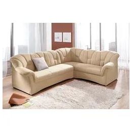 Ecksofa DOMO collection "Papenburg B/T/H: 242/190/84 cm L-Form" Sofas Gr. B/H/T: 242cm x 84cm x 190cm, Kunstleder SOFTLUX, langer Schenkel links, mit Bettfunktion, beige (creme) wahlweise mit Bettfunktion, Langer Schenkel links oder rechts