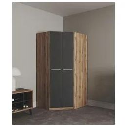 Eckkleiderschrank Priess "Barcelona Kleiderschrank Ecklösung Raumwunder" Schränke Gr. B/H/T: 95cm x 193cm x 95cm, Tiefe Seitenteil 54cm, ohne Beleuchtung, schwarz (astkernbuche/schwarz) in 2 Tiefen Schrank Eckschrank Garderobe