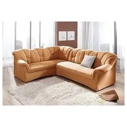 Ecksofa DOMO collection "Papenburg B/T/H: 242/190/84 cm L-Form" Sofas Gr. B/H/T: 242cm x 84cm x 190cm, Kunstleder SOFTLUX, langer Schenkel rechts, ohne Bettfunktion, orange (pfirsich) wahlweise mit Bettfunktion, Langer Schenkel links oder rechts