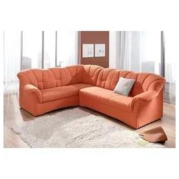 Ecksofa DOMO collection "Papenburg B/T/H: 242/190/84 cm L-Form" Sofas Gr. B/H/T: 242cm x 84cm x 190cm, Microfaser PRIMABELLE, langer Schenkel rechts, mit Bettfunktion, orange (terrakotta) wahlweise mit Bettfunktion, Langer Schenkel links oder rechts