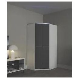 Eckkleiderschrank Priess "Barcelona Kleiderschrank Ecklösung Raumwunder" Schränke Gr. B/H/T: 95cm x 193cm x 95cm, Tiefe Seitenteil 54cm, mit Beleuchtung, schwarz-weiß (weiß/schwarz) in 2 Tiefen Schrank Eckschrank Garderobe