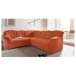 Ecksofa DOMO collection "Papenburg B/T/H: 242/190/84 cm L-Form" Sofas Gr. B/H/T: 242cm x 84cm x 190cm, Chenille-Optik, langer Schenkel rechts, ohne Bettfunktion, orange (terra) wahlweise mit Bettfunktion, Langer Schenkel links oder rechts