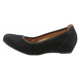 Pumps Gabor "KRETA", Damen, Gr. 41, schwarz, Ziegenveloursleder, unifarben, klassisch, Schuhe, Keilabsatz, Halbschuh, Schlupfschuh, in bequemer Weite G (= weit)